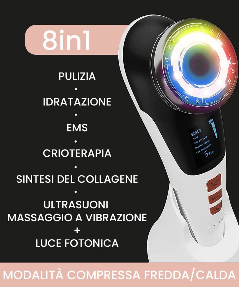 Mesoterapia senza aghi B-Glossy PRO, Massaggiatore per il viso, Radiofrequenza, EMS – BEAUTIFLY